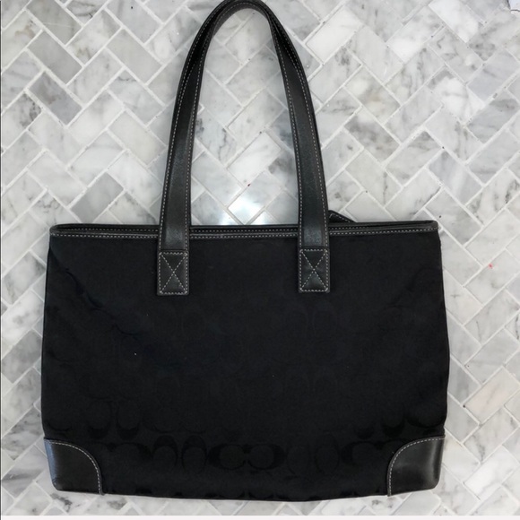 Coach | Bags | Coach Signature Monogram Slim Tote Black | Poshmark